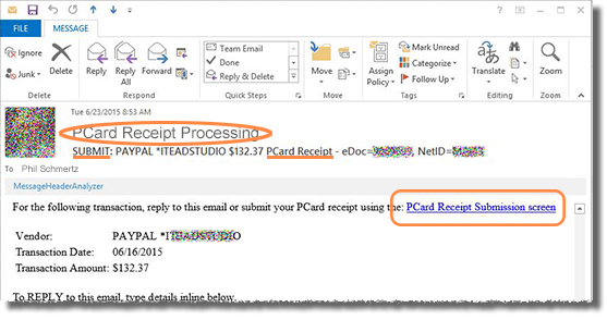 Submit Receipts Via PCard Receipt Submission Screen | IT@Cornell